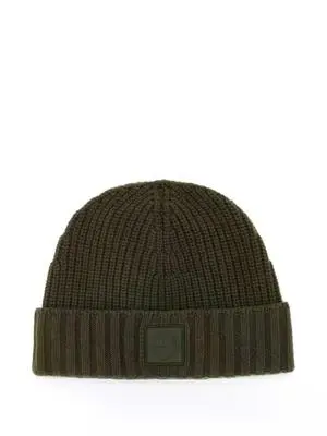 Stone Island Logo-patch Ribbed-knit Beanie Hat - Green