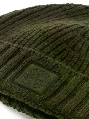 Stone Island Logo-patch Ribbed-knit Beanie Hat