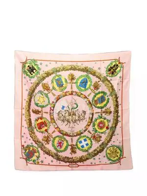 Hermès 2000s 90 Carré Emblems De L'europe Scarf - Pink