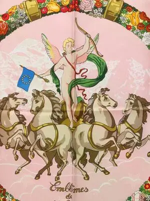 Hermès 2000s 90 Carré Emblems De L'europe Scarf - Pink