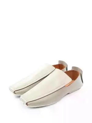 JIL SANDER 2010s Square-toe Leather Loafers - Grey