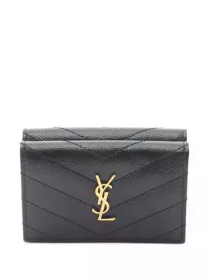 Saint Laurent 2020s Monogram Origami Trifold Wallet - Black