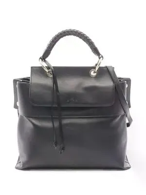 Etro 2000s Braided Top-handle Leather Tote Bag - Black