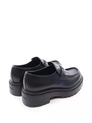 Prada Leather Loafers With Triangle Logo Plaque