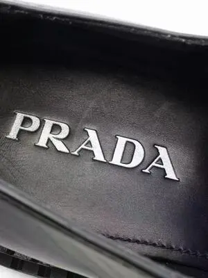 Prada Leather Loafers With Triangle Logo Plaque