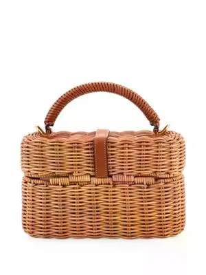 Saint Laurent Gaby Top Handle Vanity Bag Wicker With Leather Shoulder Bag