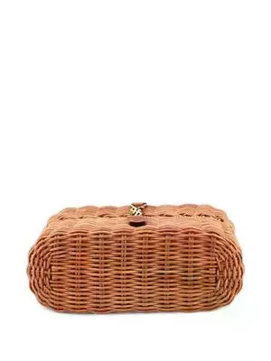 Saint Laurent Gaby Top Handle Vanity Bag Wicker With Leather Shoulder Bag