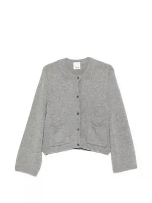 ALLUDE Patch-pocket Ribbed-trim Cardigan - Grey