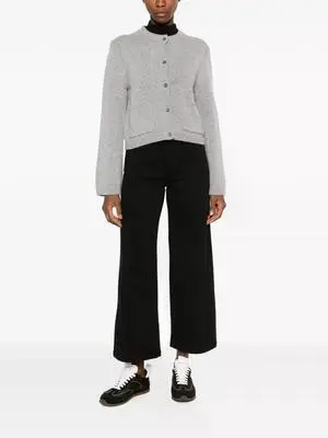 ALLUDE Patch-pocket Ribbed-trim Cardigan
