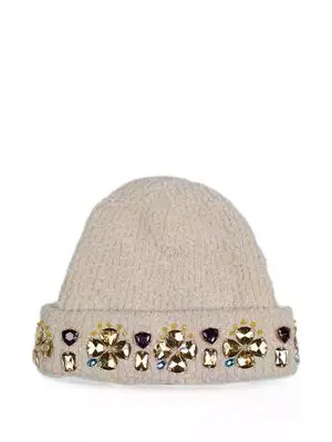 MELROSE HIGH Lotto Crown Of Cairo Beanie Hat - Neutrals