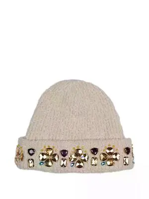 MELROSE HIGH Lotto Crown Of Cairo Beanie Hat - Neutrals