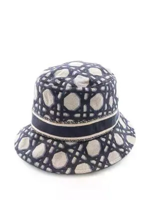 Dior 2010s D-bobby Macrocannage Bucket Hat - Neutrals