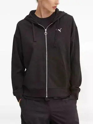 PUMA Logo-embroidered Zip-up Hoodie - Black