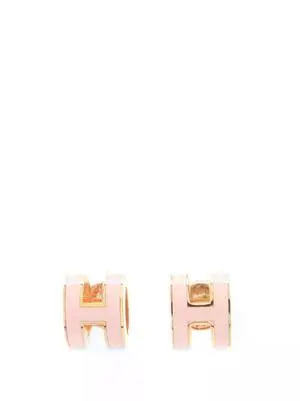 Hermès Pink -plated Enamel Mini Pop H Earrings - Gold