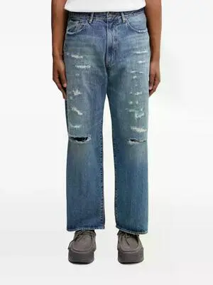 BEAMS Distressed-effect Jeans - Blue