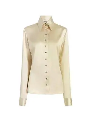 Khaite Ivy High-neck Button-up Shirt