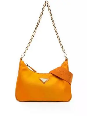 Prada 2019-2026 Saffiano Trimmed Re Nylon Re Edition 2005 Satchel - Orange