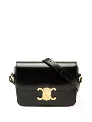 Celine Triomphe Crossbody Bag In Shiny Calfskin - Black