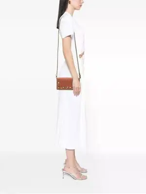 Bottega Veneta 2012-2026 Nappa Intrecciato Studded Wallet On Chain Crossbody Bag - Brown