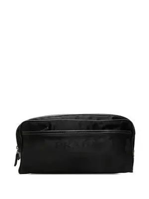 Prada 2013-2026 Saffiano Trimmed Re Nylon Travel Pouch - Black