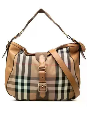 Burberry 2000-2017 Medium House Check Canvas Ashwood Hobo Satchel - Neutrals