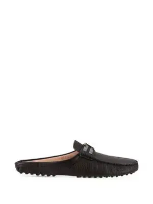 TOD'S T Timeless Pebbled Leather Mules - Brown
