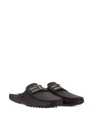 TOD'S T Timeless Pebbled Leather Mules