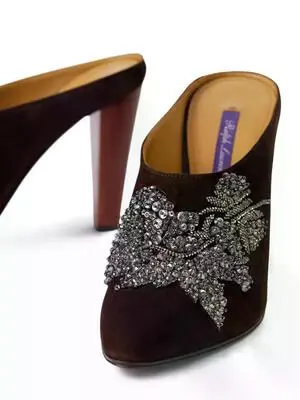 Ralph Lauren Embellished Suede Mules