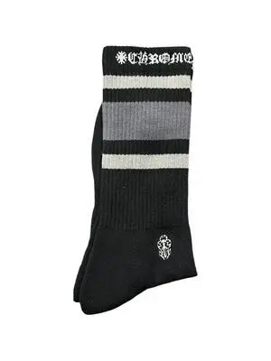 Chrome Hearts Striped Logo-embroidered Socks - Black