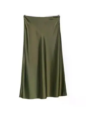 MAISON123 Satin-finish Flared Maxi Skirt - Green