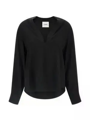 NUDE V-neck Long-sleeve Blouse - Black