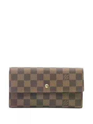 LOUIS VUITTON 2002 Damier Ebene Trifold Wallet - Brown