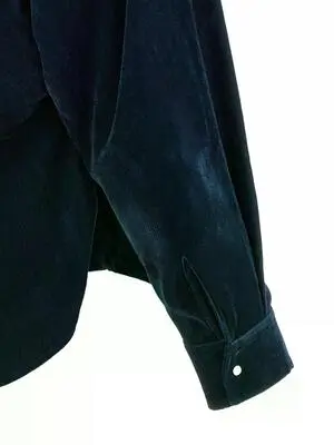 NUDE Velvet-texture Snap-button Shirt