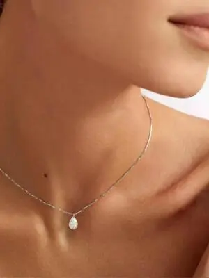 SOLO FOR DIAMONDS Pear-cut Diamond Pendant Necklace - Silver