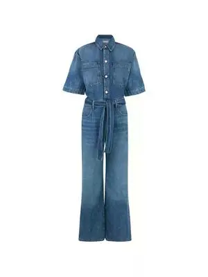 ICON DENIM LOS ANGELES Belted Short-sleeve Denim Jumpsuit