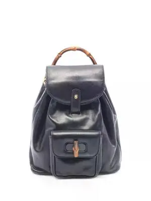 Gucci 2000s Bamboo Line Leather Backpack