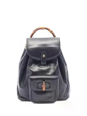 Gucci Bamboo Line Leather Backpack - Black