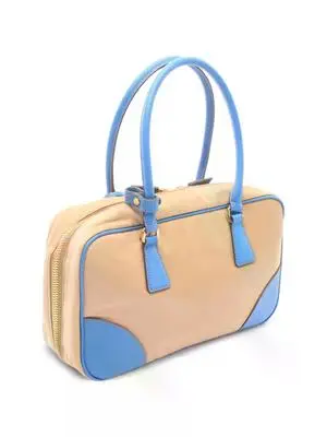 Prada Two-tone Triangle Logo Handbag - Neutrals