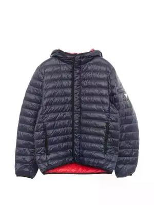 Prada 2010s Logo-plaque Hooded Down Jacket - Blue