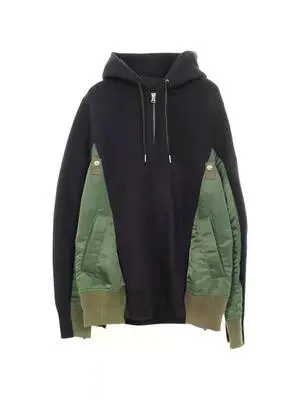 Sacai Zip-up Hoodie With Color-block Paneling - Blue