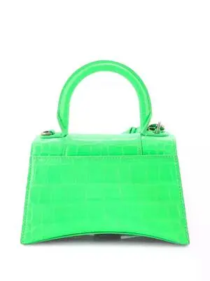 Balenciaga Hourglass Top Handle Bag Crocodile Embossed Leather Xs Satchel - Green