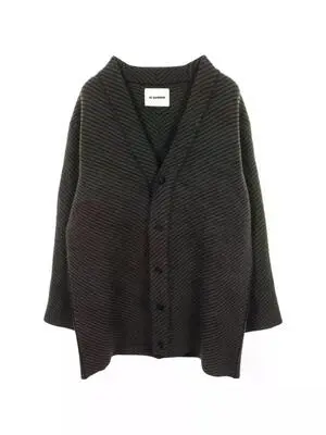 JIL SANDER 2010s Striped Wool Cardigan - Green