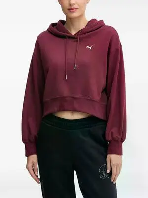 PUMA Cropped Logo-embroidered Hoodie - Red