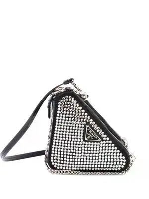 Prada Embellished Satin Mini Pouch - Black