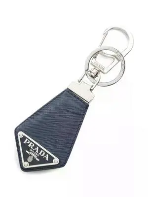 Prada 2000s Logo-plaque Keyring - Blue