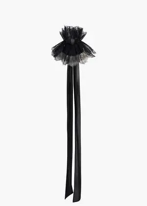 Khaite Chantilly Lace Stand Collar With Chiffon Draping