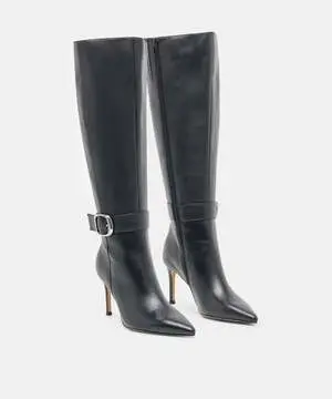 DOLCEVITA Kinzy Wide Calf Knee-high Stiletto Boots - Black Leather
