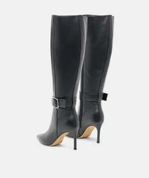 DOLCEVITA Kinzy Wide Calf Knee-high Stiletto Boots - Black Leather