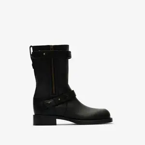 Burberry Leather Kent Biker Boots With Stud Detailing