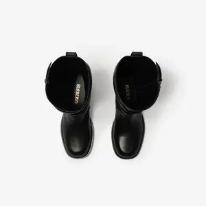 Burberry Leather Kent Biker Boots With Stud Detailing